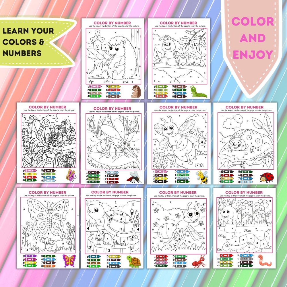 Spring Color by Number, Color by Number, Activity for Kids Coloring ...