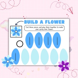 Spring Cut & Glue Activity, Build a Flower Cut and Glue Craft ...
