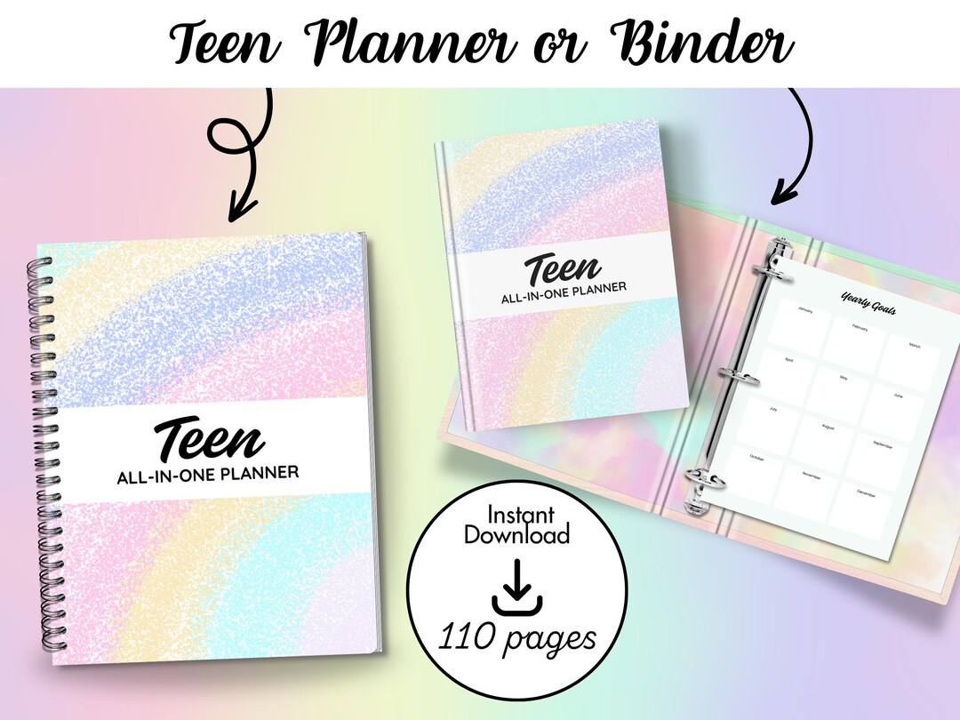 Teen Printable Planner, Teen Binder, Self Love Journal, Personal Growth ...