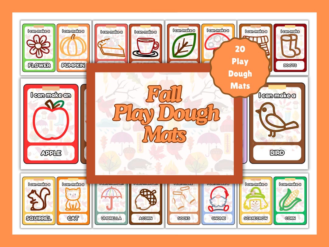 Fall Play Dough Mats, Printable Playdough Mat Kit, Preschool Activities ...