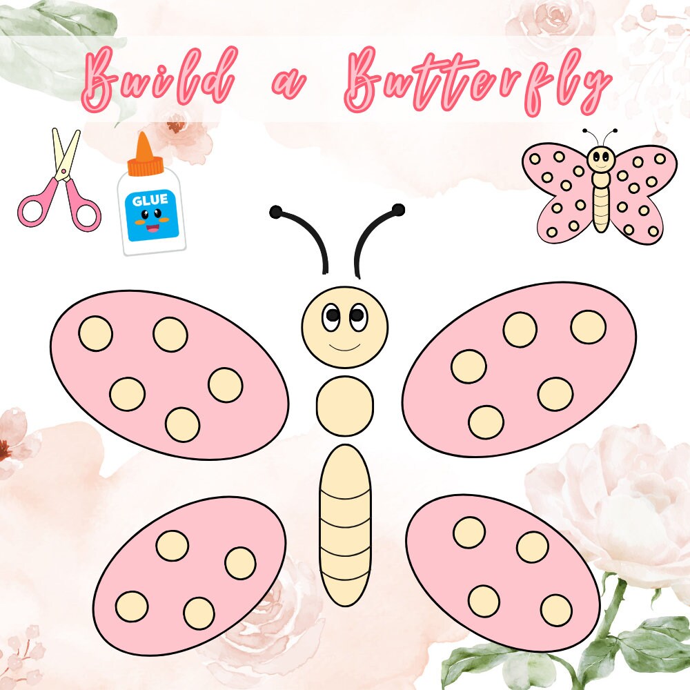 Spring Cut & Glue Activity, Build a Butterfly Cut and Glue Craft ...