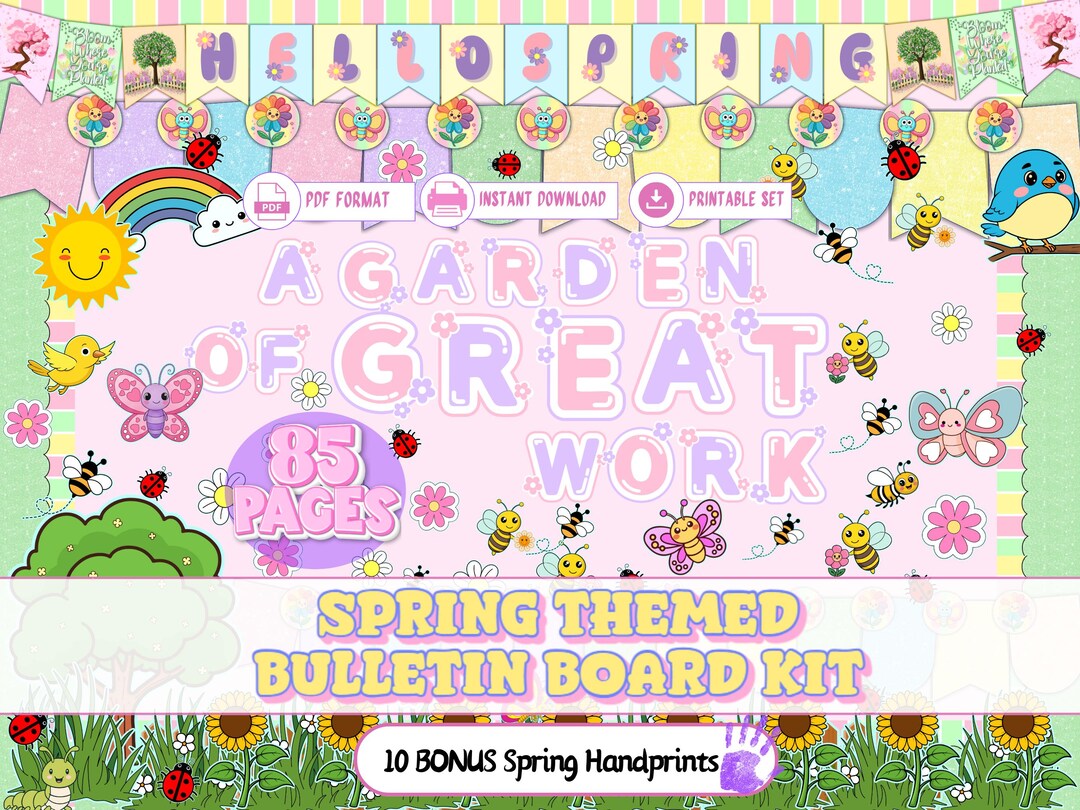 Spring Bulletin Board Set With Banner, Borders, Letters & Spring ...