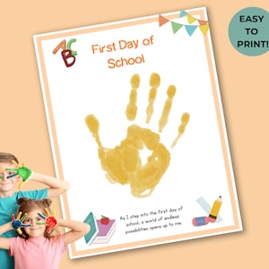 First Day of School Handprint Art Craft Back to School Printable First ...