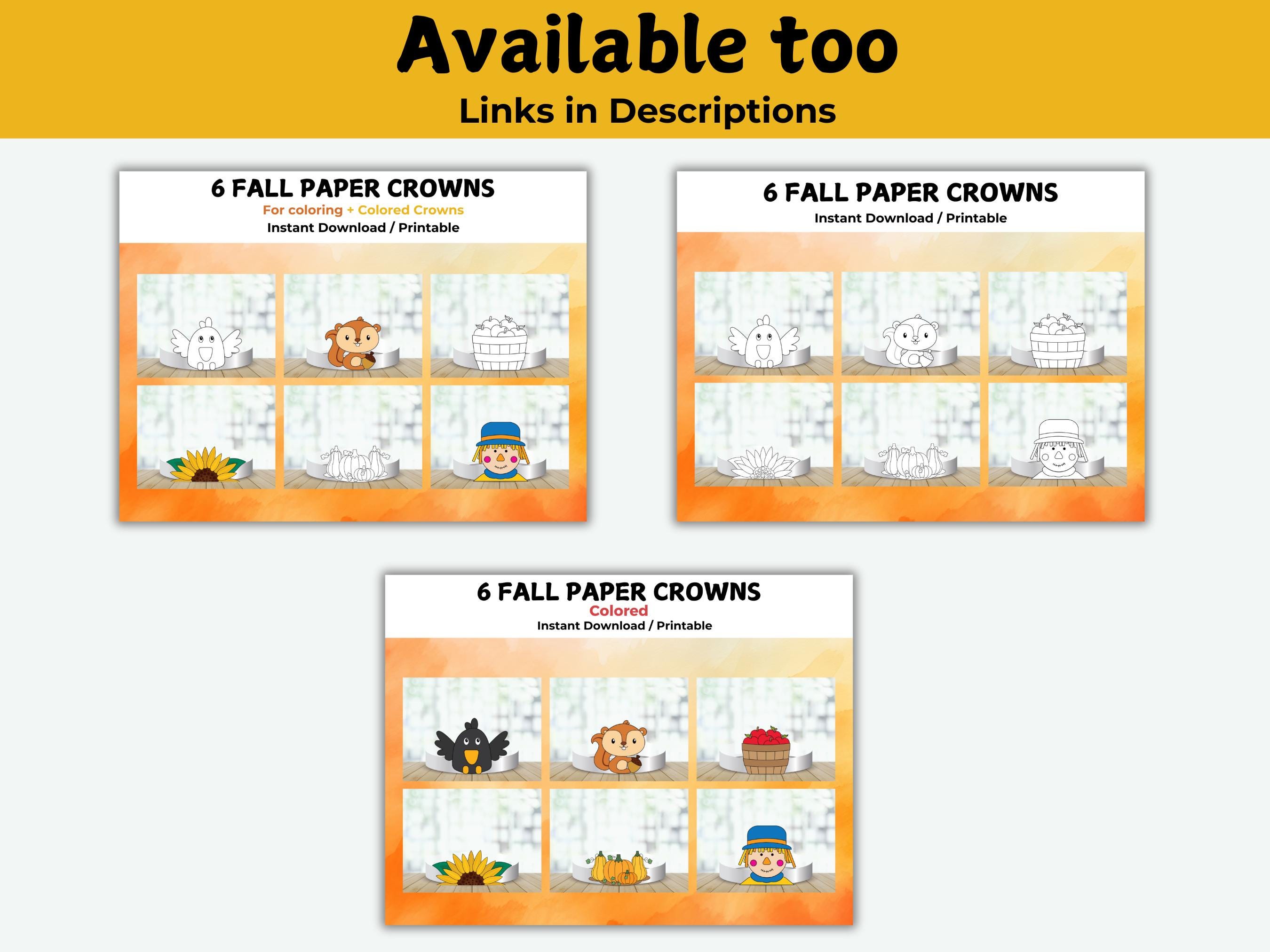 Squirrel Paper Crown Template, Fall Printable Coloring Craft, Kids ...