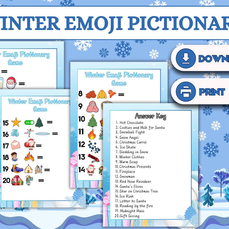 Winter Emoji Pictionary - Etsy
