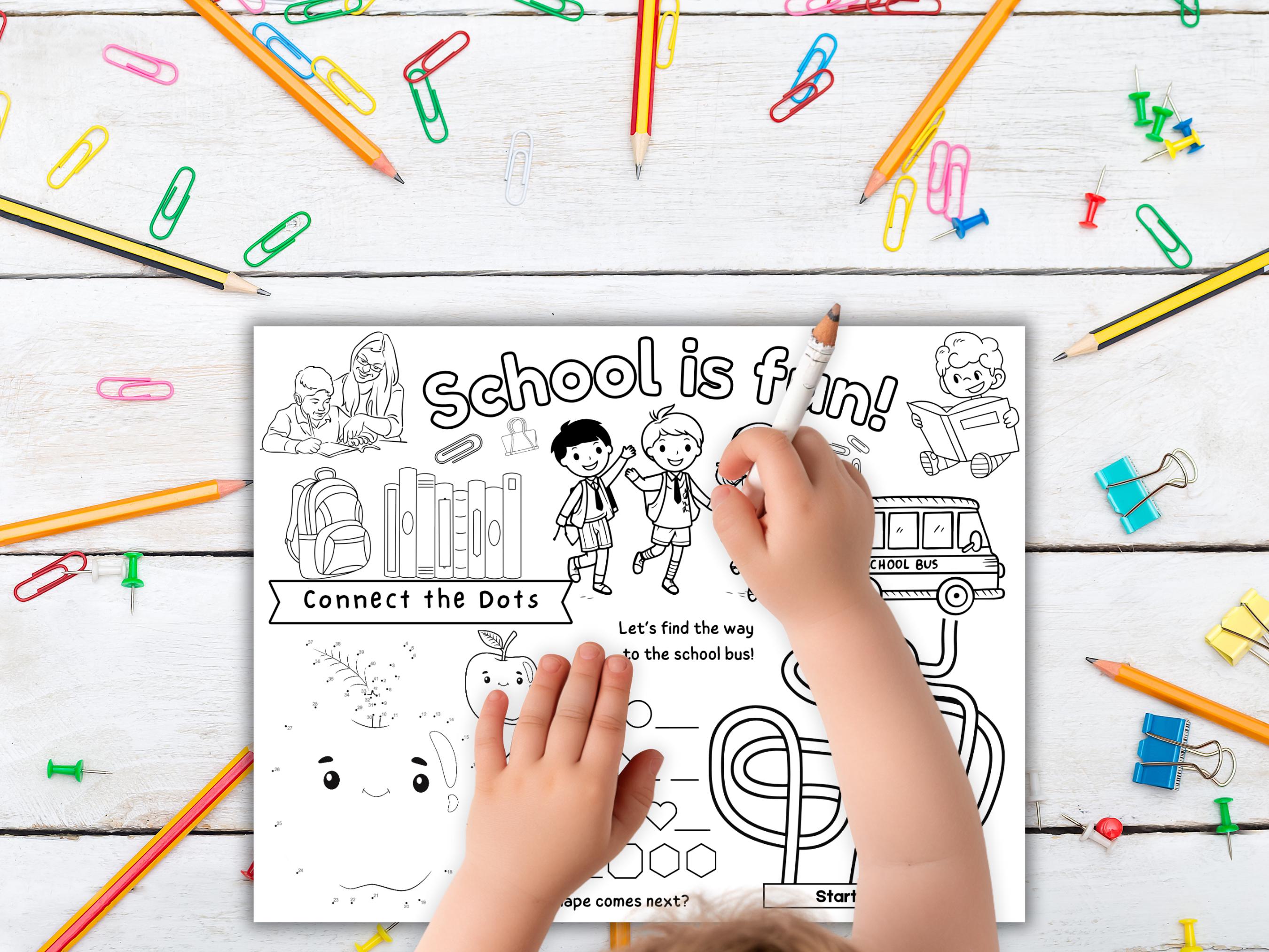 Back to School Placemats, Educational Activities, First Day of School ...