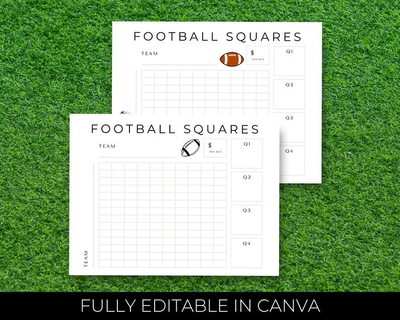 Football Squares Games Printable & Editable Canva Template, Football ...