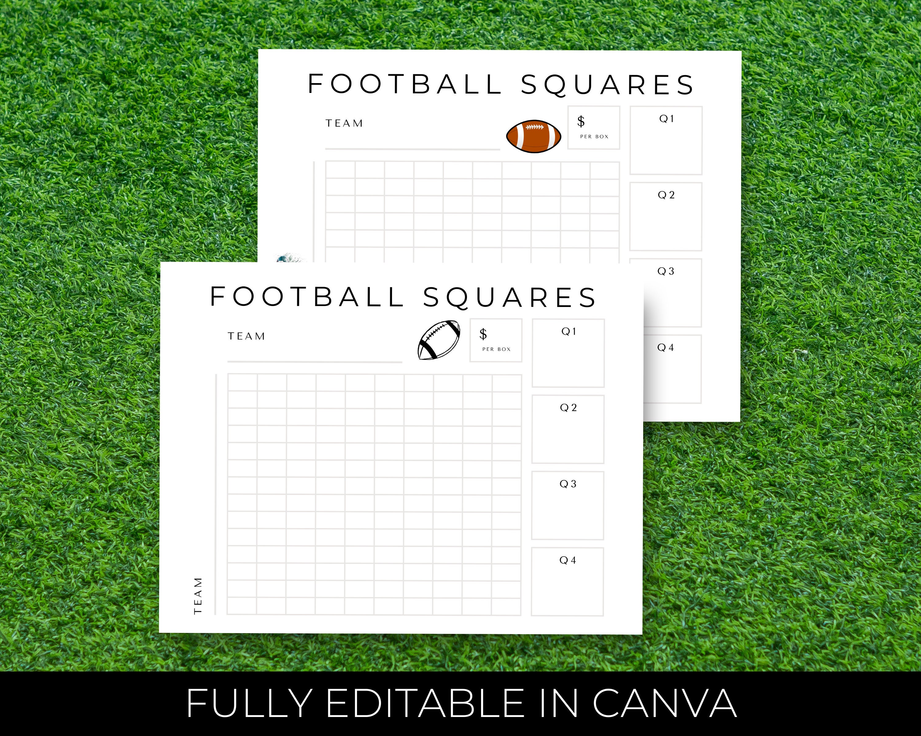 Football Squares Games Printable & Editable Canva Template, Football ...