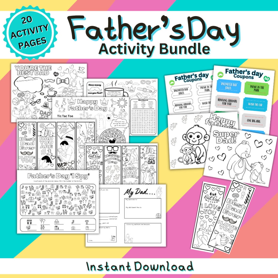 Father's Day Activity Bundle, Dad Coloring Pages, Kids Activity ...