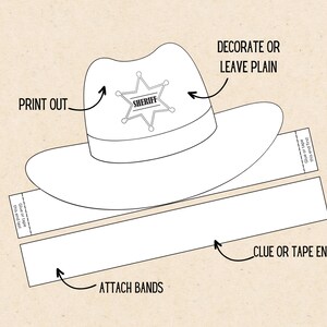 Sheriff Hat Paper Crown, Coloring Craft, Printable Kids Craft, Cowgirl ...