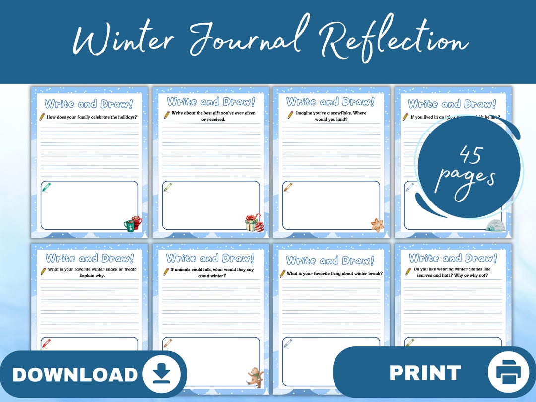 Printable Winter Writing Journal, Winter Journal, Writing Prompts ...