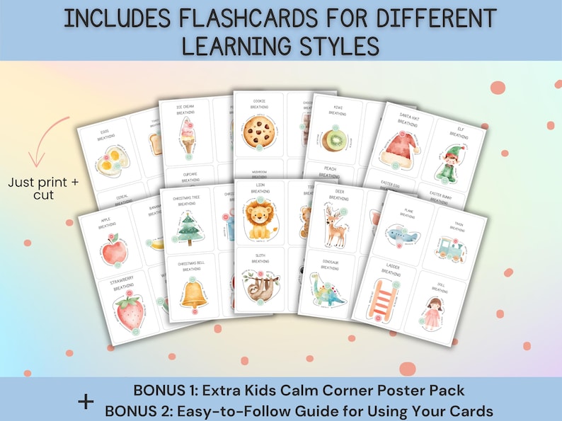 Editable Printable Calm Down Cards for Kids, Breathing Exercises ...