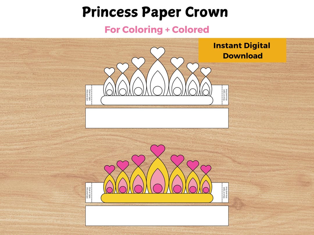 Princess Paper Crown Template Princess Printable Kids Craft Princess ...
