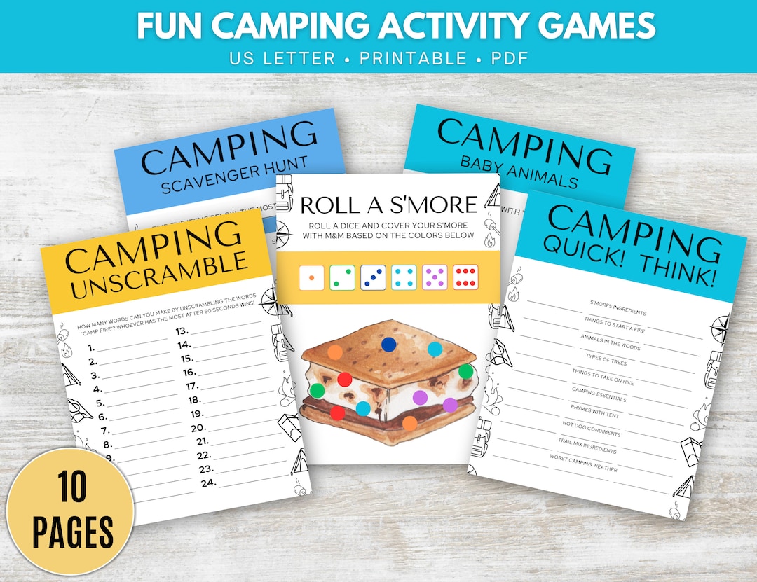 Camping Games Activity Sheets Bundle Kids Camping Printable Activities ...
