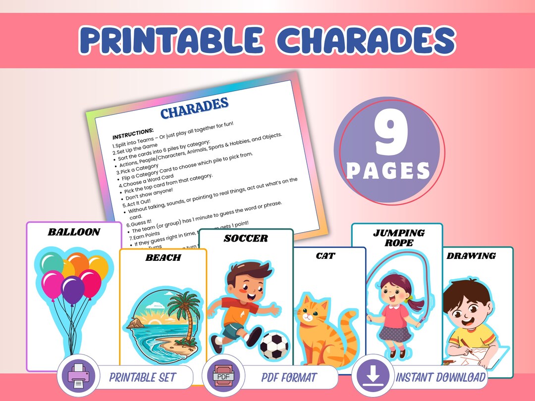 Charades Game for Kids, Classroom Charades Game, Action Cards ...