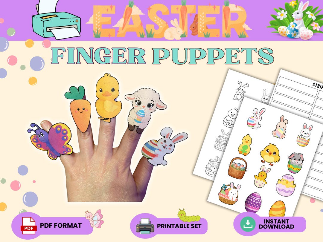 Printable Easter Finger Puppet Craft, Spring Paper Activity for Kids ...