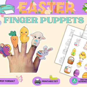 Printable Easter Finger Puppet Crafts, Spring Finger Puppets, Easter ...