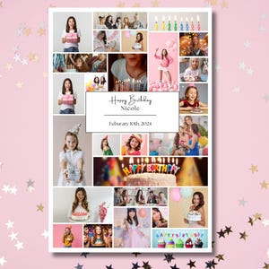 Birthday Photo Collage Template, Photo Gift Collage Printable Birthday ...