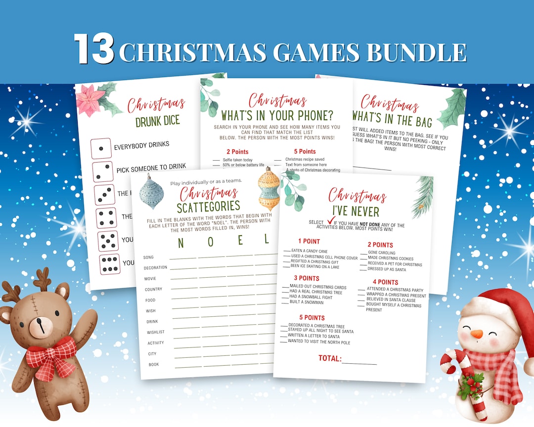 Printable Christmas Games Bundle, Christmas Party Games, Family ...
