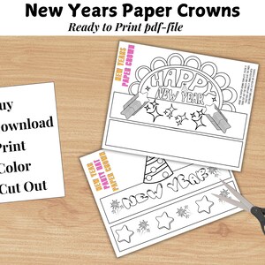 Printable New Year Party Hat Crown – Kids Coloring Activity Paper Hat ...