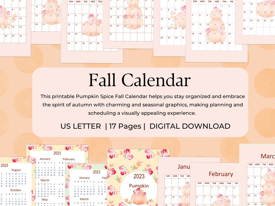 Printable Fall Calendar Planner Fall Organizer Autumn Season Planning ...
