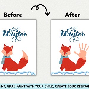 Fox Handprint Art Craft, Printable Winter Handprint Art Craft, Hello ...
