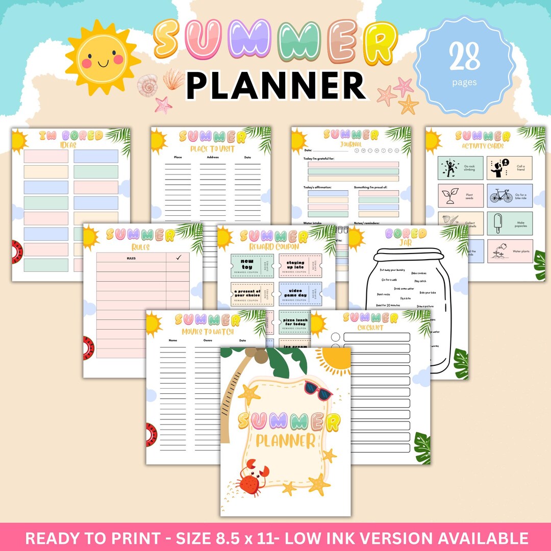 Summer Planner for Kids, Activity Journal, Chore Chart, Reading Tracker ...