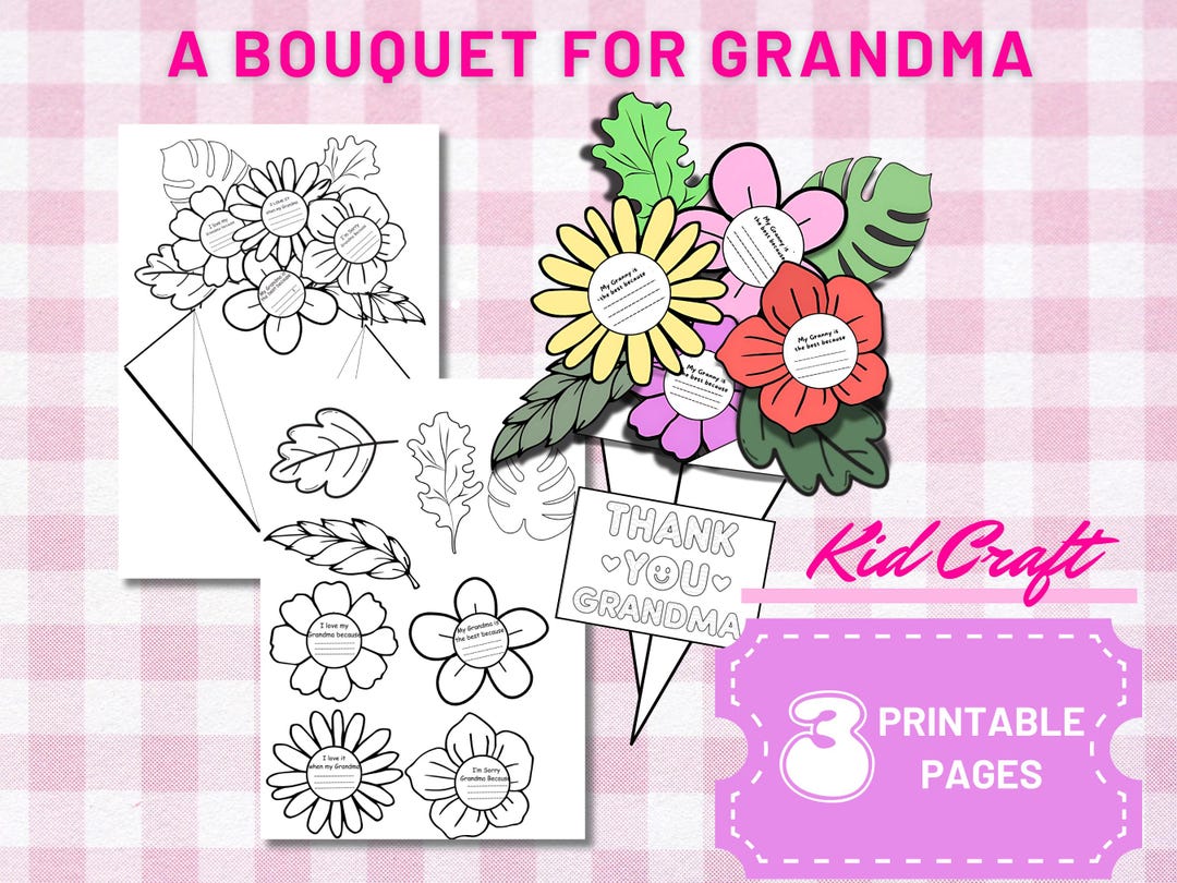 Grandparents Day Craft for Kids, Build a Bouquet Printable Gift From ...