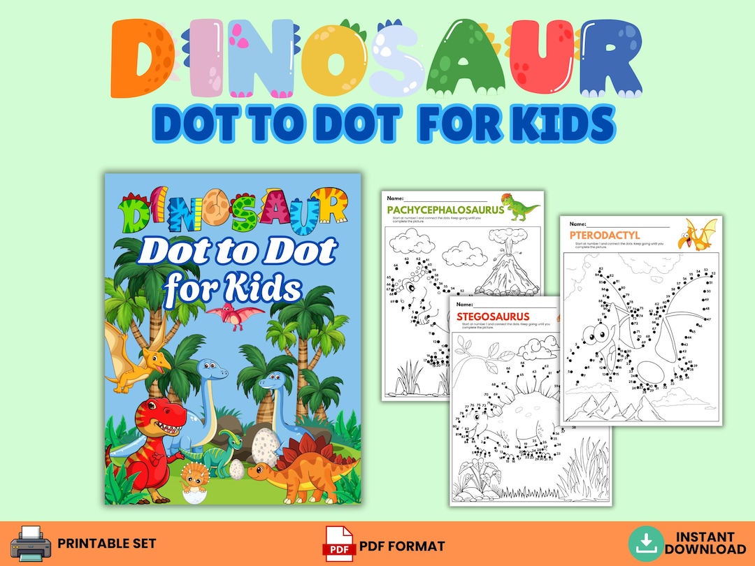Dinosaur Dot to Dot Activity for Kids, Connects the Dots Activity ...