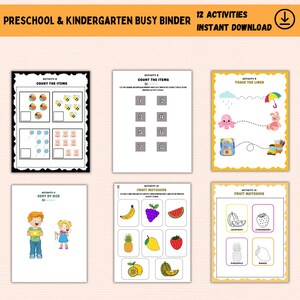 Preschool & Kindergarten Busy Book Binder, Preschool Activities ...
