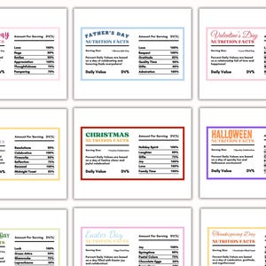 Editable Holiday Nutrition Fact Labels, Christmas Treat Bag Templates ...
