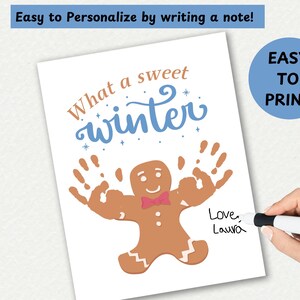 Gingerbread Man Handprint Art, Printable Winter Handprint Craft ...