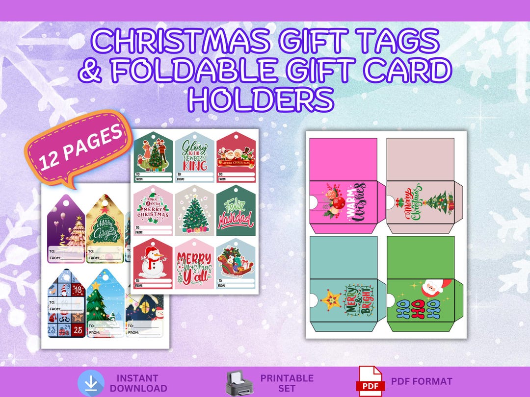 Christmas Gift Tags Printable, Gift Card Holder Christmas, Holiday ...
