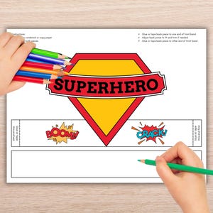 Superhero Paper Crown Template, Printable Paper Crown, Superhero Craft ...