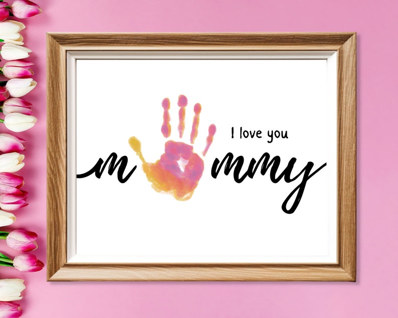 Mother's Day Handprint Art Craft, Gift for Mommy, DIY Craft Baby Kid ...