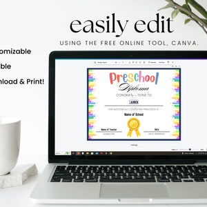 Editable Preschool Graduation Certificate, Preschool Diploma ...