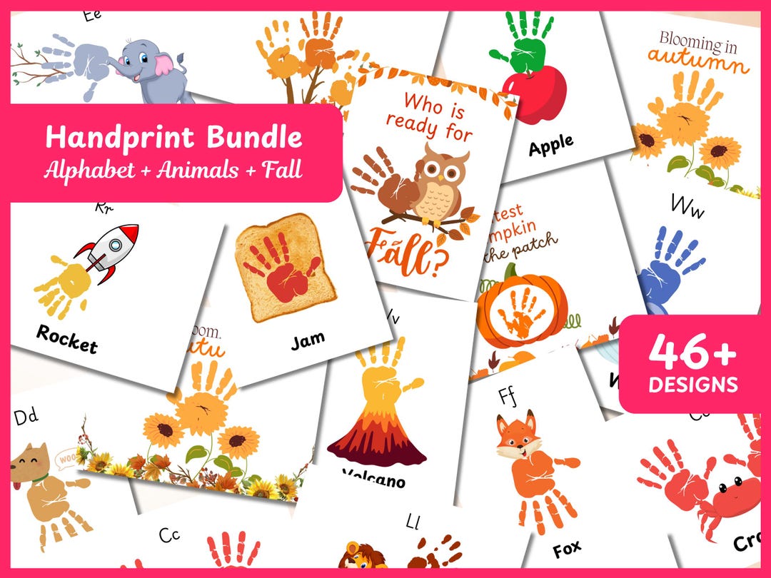 ABC Handprint Craft & Fall Handprint Craft Bundle, A-Z Alphabet ...