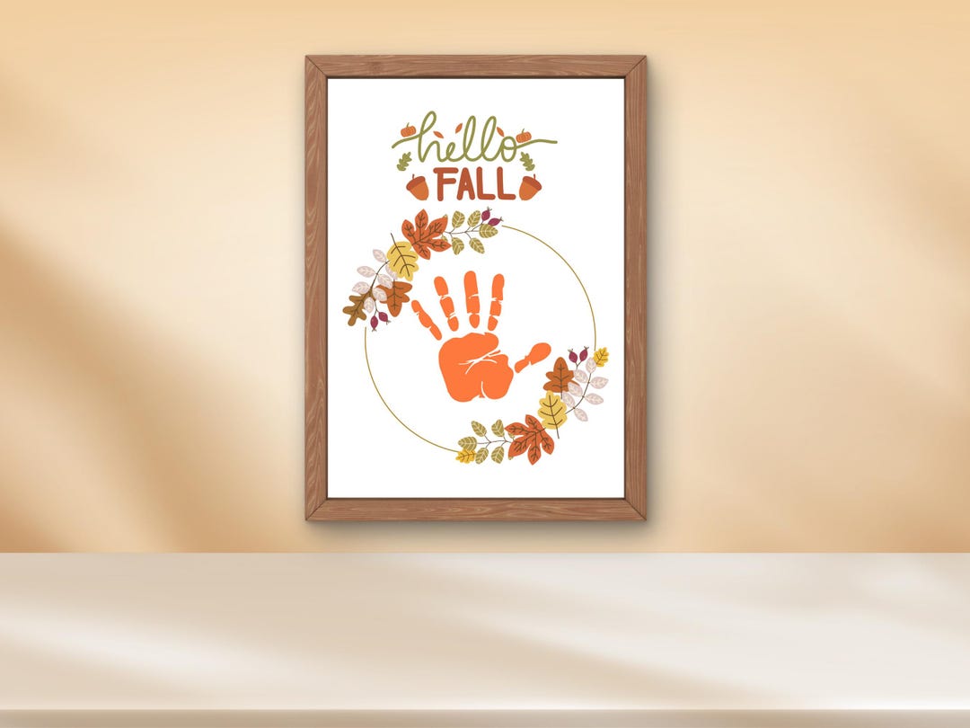 Hello Fall Handprint Craft, Printable Fall Handprint Art Craft, Autumn ...