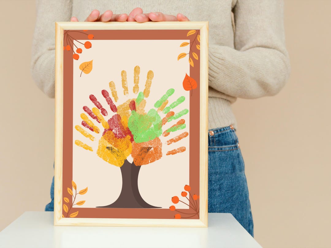 Fall Handprint Art Craft, Fall Tree Handprint Art Craft, Autumn Fall ...