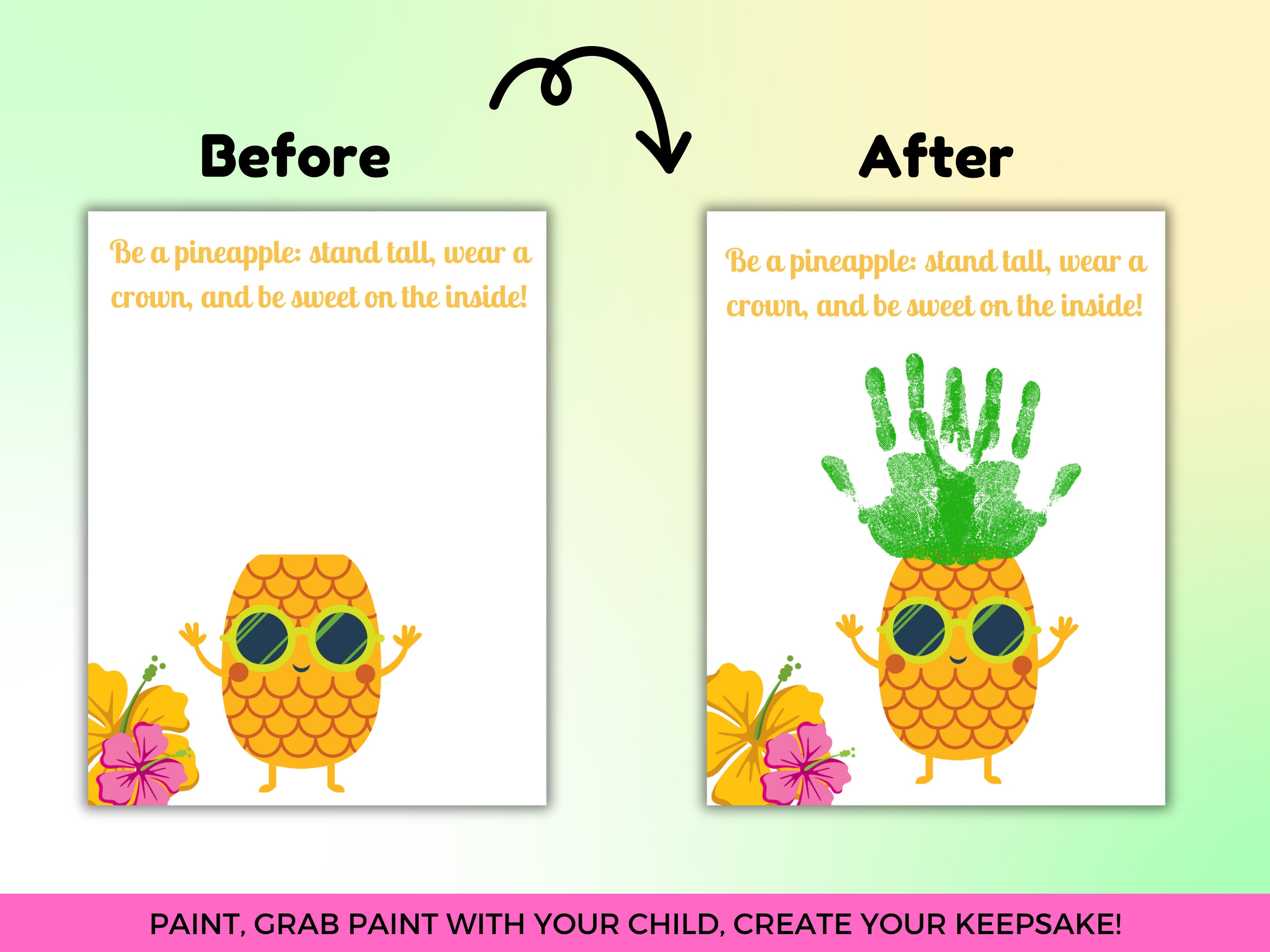 Summer Handprint Art, Pineapple Craft Template, Be a Pineapple Print ...