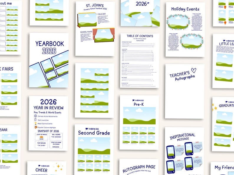 Elementary School Yearbook Template 2026 – Editable Canva Design (71 ...