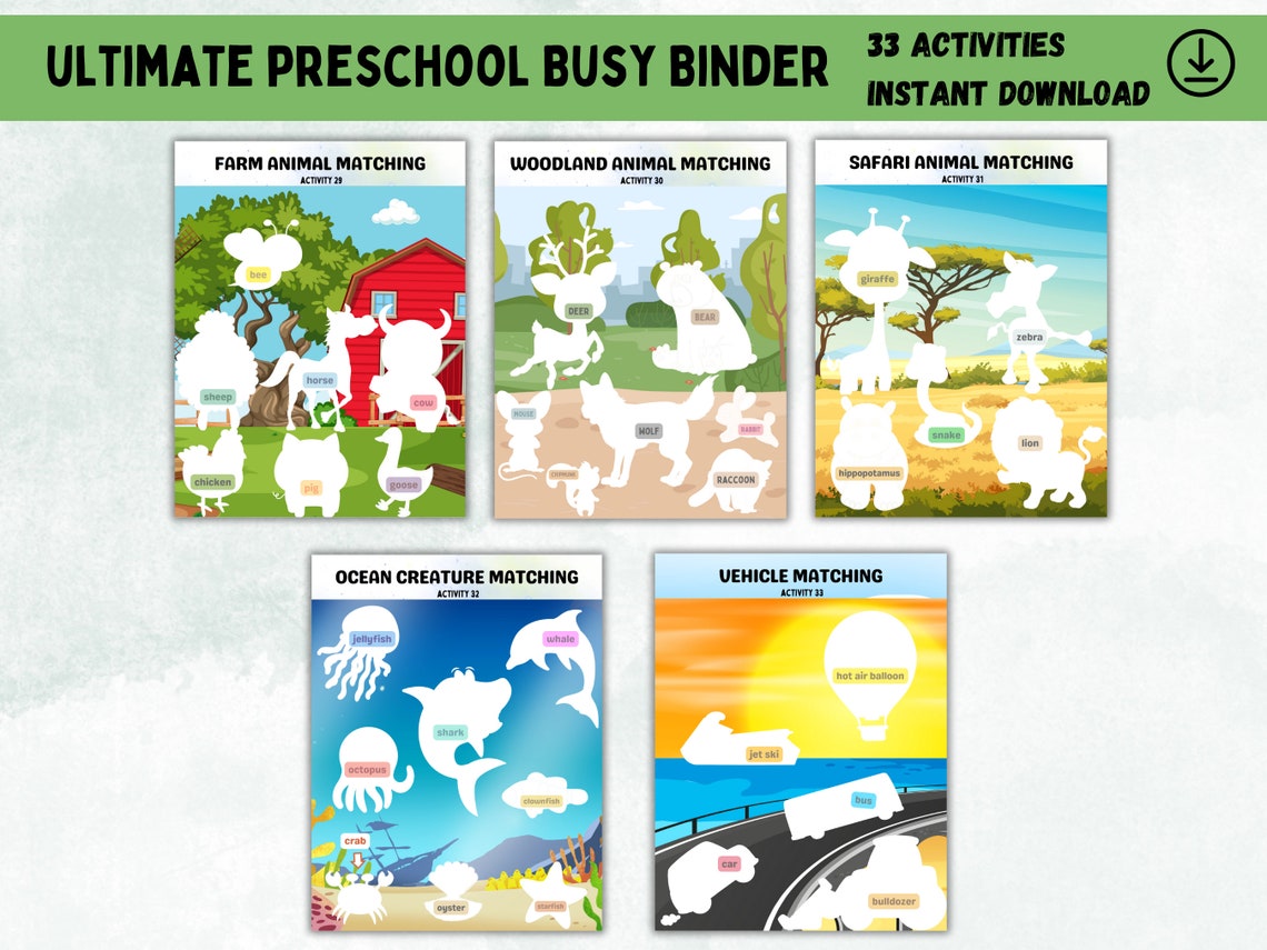 Preschool Busy Book Binder, 33 Learning Activities (PDF Printable) - Etsy