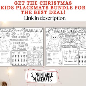 Printable Christmas Activity Placemat, Christmas Coloring Page ...