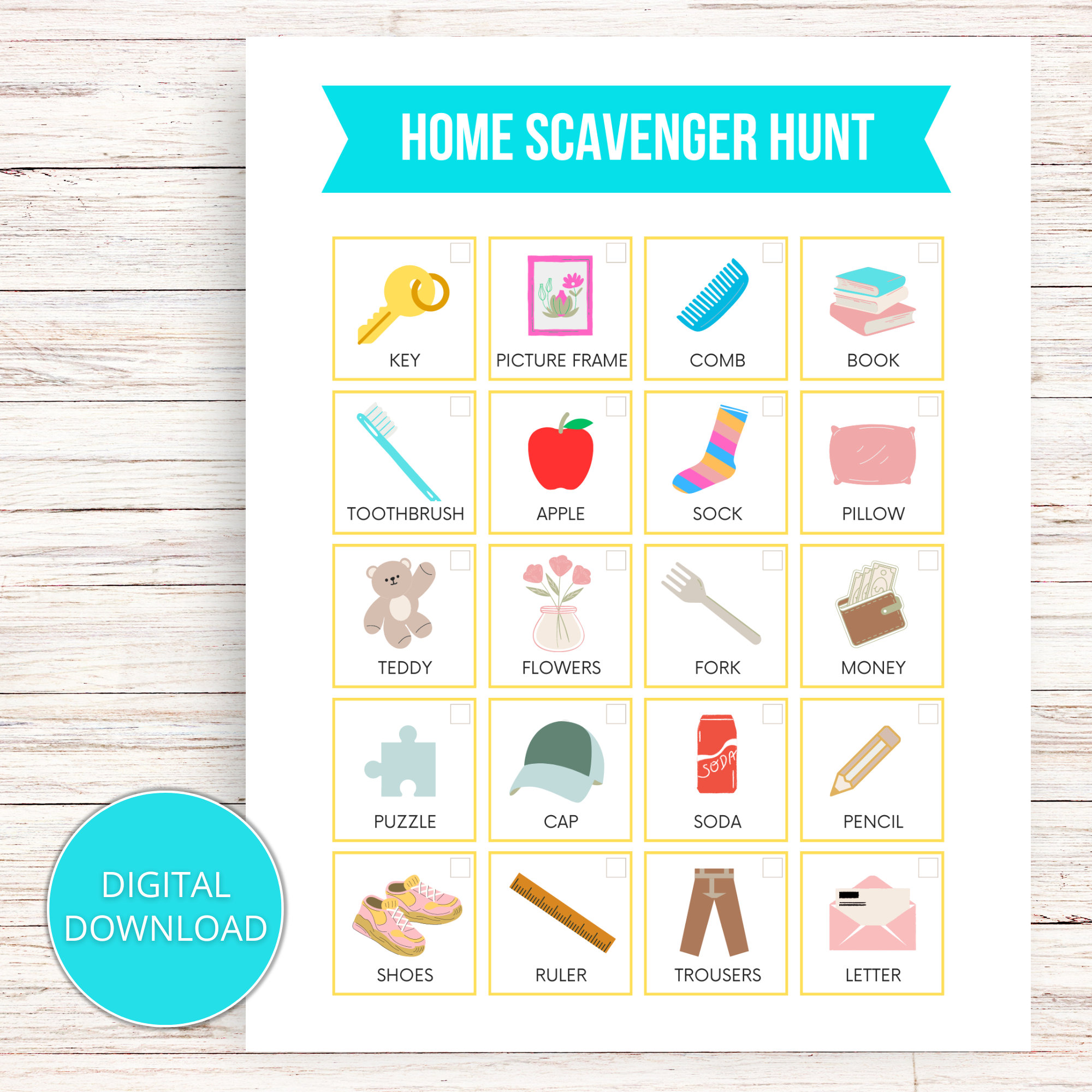 Home Scavenger Hunt Game Printable Indoor Treasure Hunt Kids - Etsy