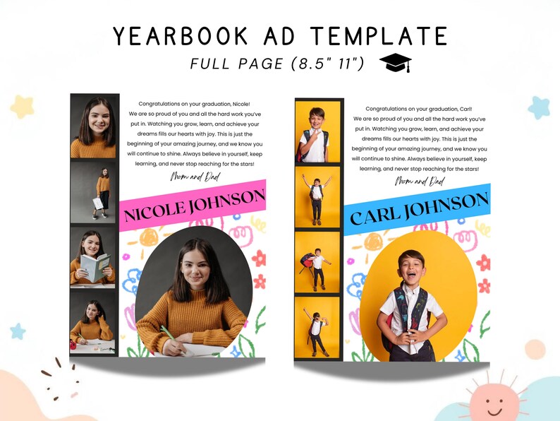 Elementary Yearbook Ad Template, Editable Half, Full, Quarter Page ...