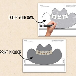 Cowboy Hat Paper Crown, Cowboy Coloring Craft for Kids, Cowgirl ...