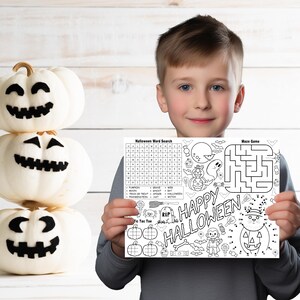 Halloween Kids Activity Placemat, Halloween Coloring Page, Printable ...