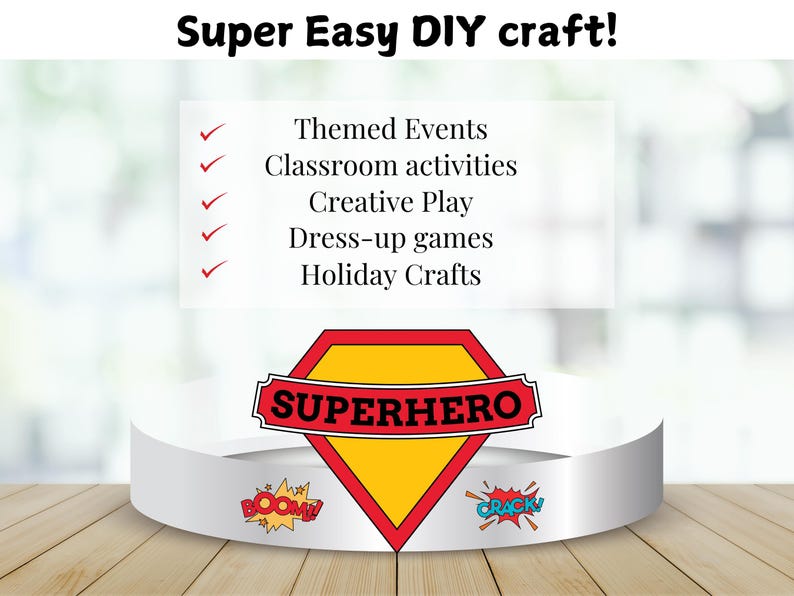 Superhero Paper Crown Template, Printable Paper Crown, Superhero ...