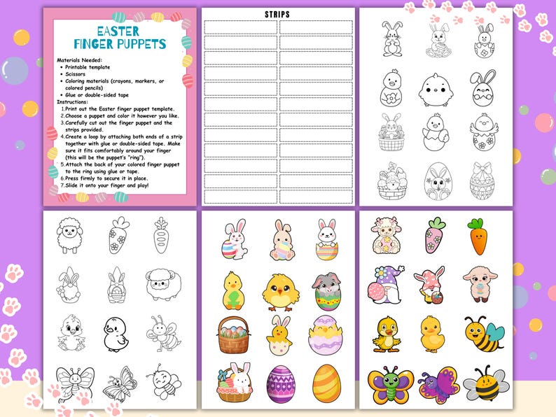 Printable Easter Finger Puppet Craft, Spring Paper Activity for Kids ...
