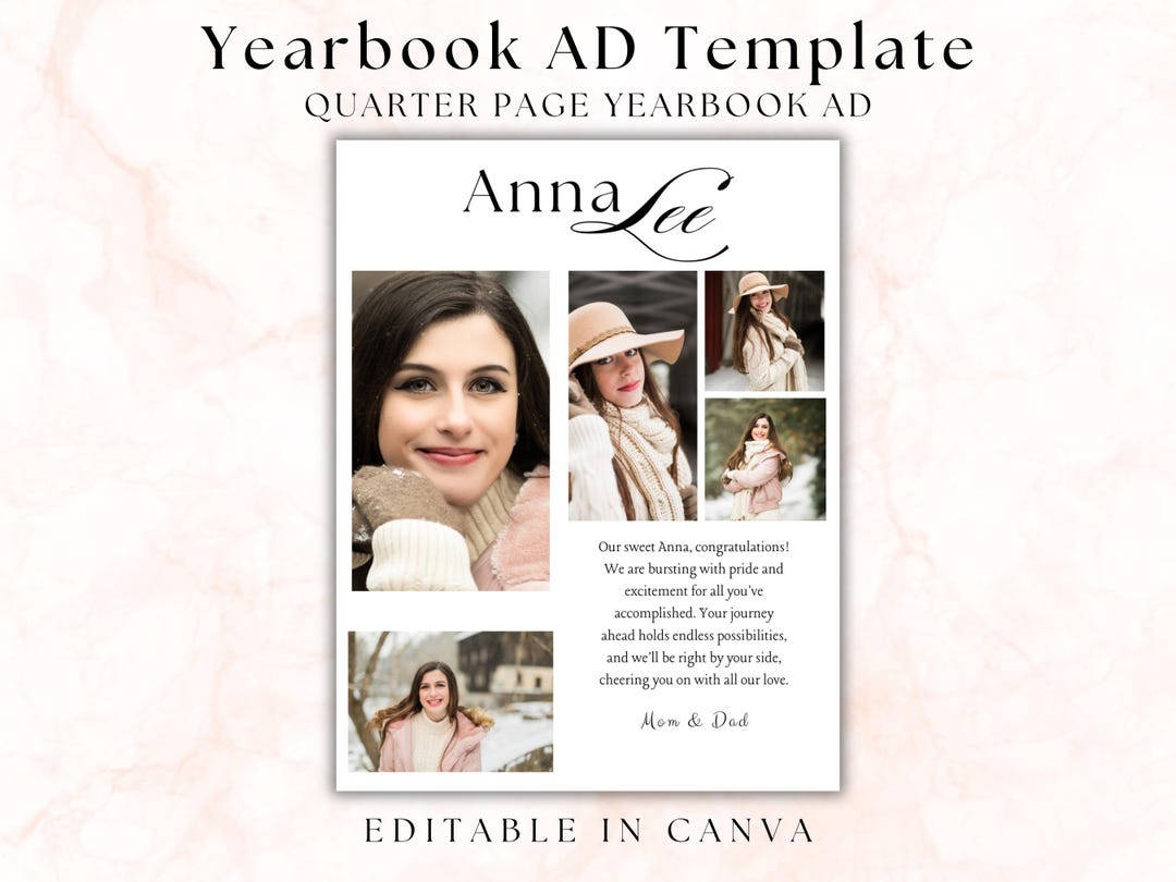 Quarter Page High School Yearbook Ad Template, Senior Graduation ...